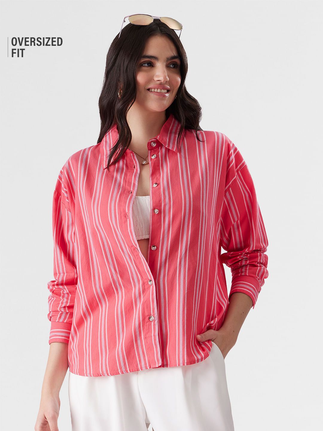 Buy Stripes: Coral Women Boyfriend Shirts online at The Souled Store.