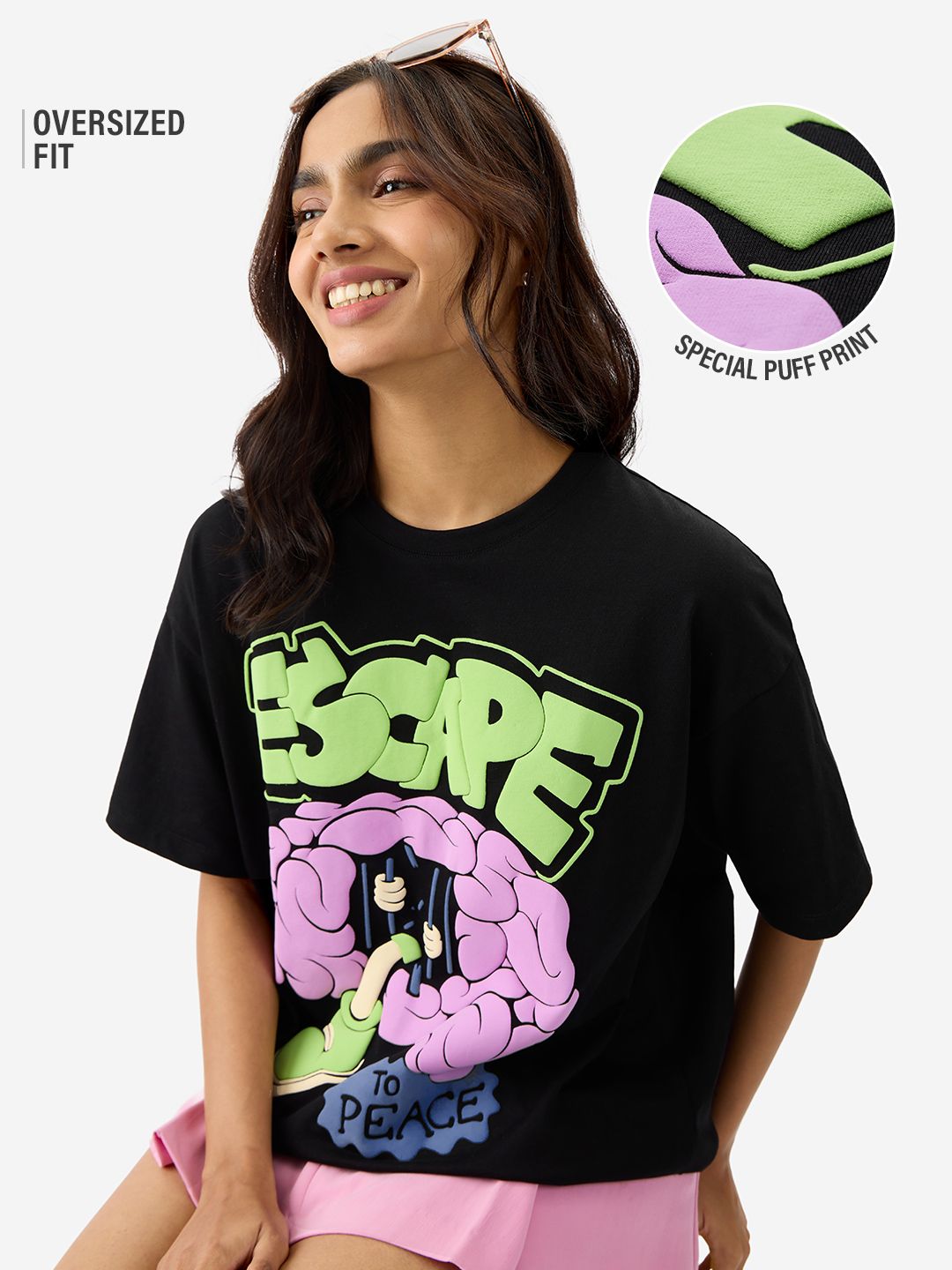 Buy TSS Originals: Escape To Peace Women Oversized T-Shirts Online