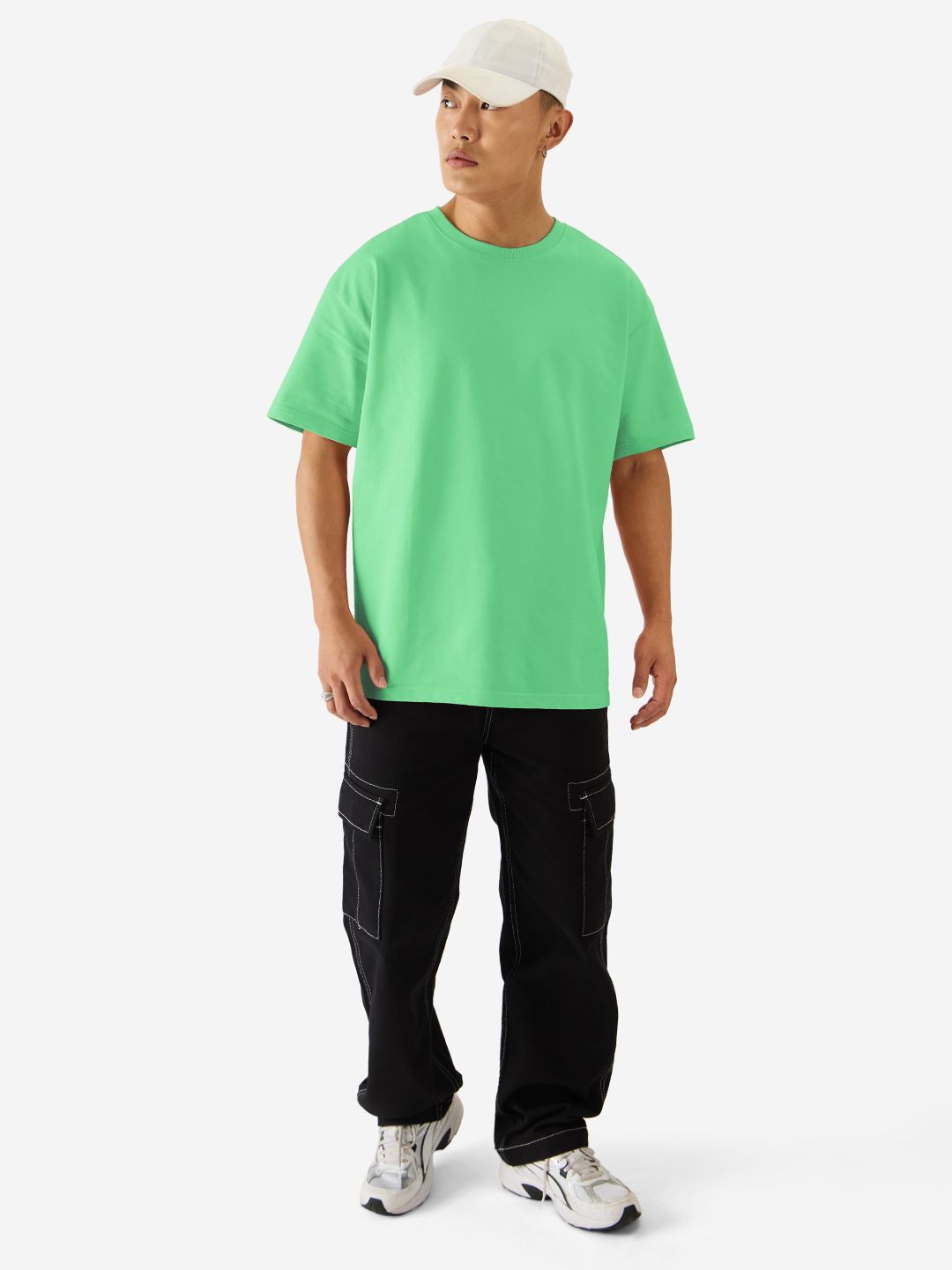 Buy Solids: Spring Bud Green Oversized T-Shirts Online