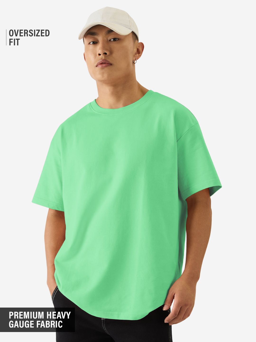 Buy Solids: Spring Bud Green Oversized T-Shirts Online