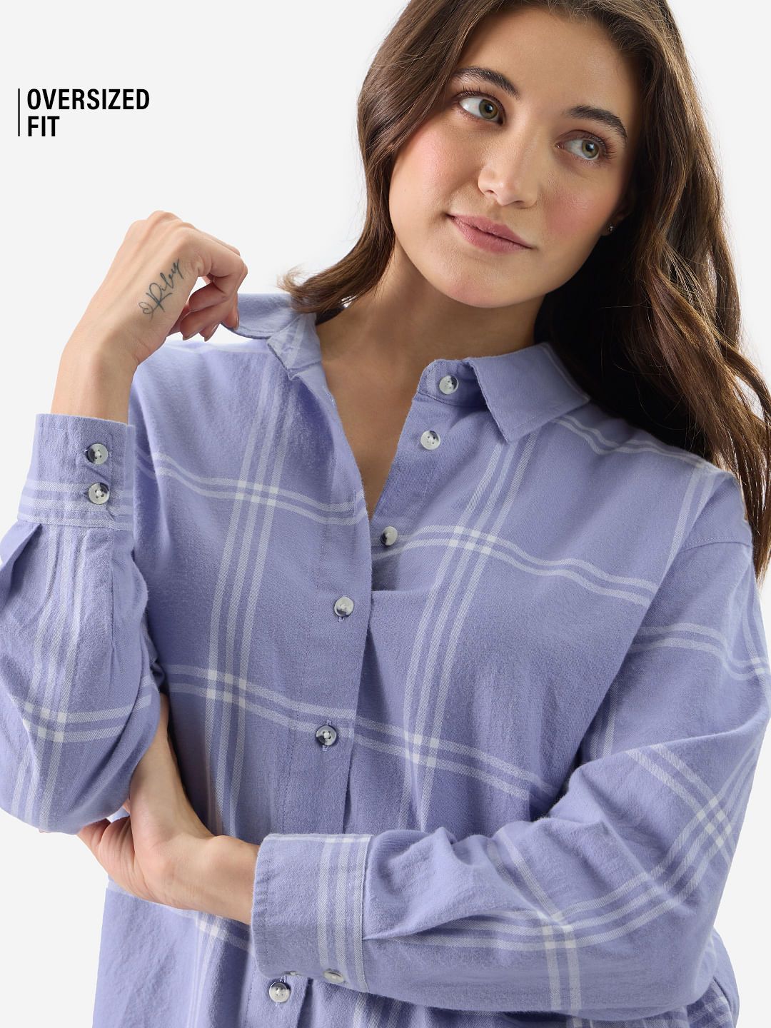 Buy Plaid: Purple And White Women Boyfriend Shirts online at The Souled ...