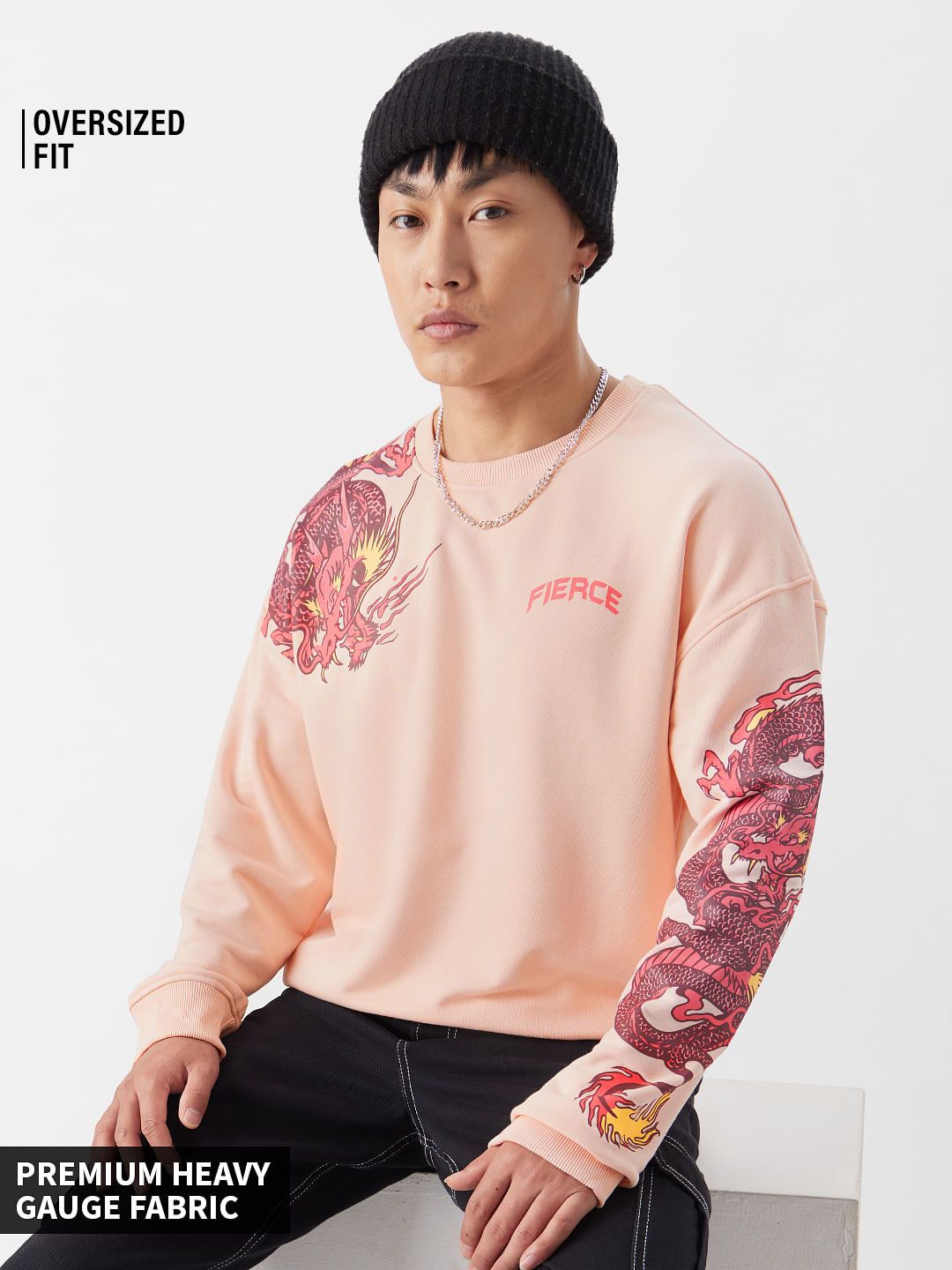 Buy TSS Originals: Fiery Dragon Mens Oversized Sweatshirt Online