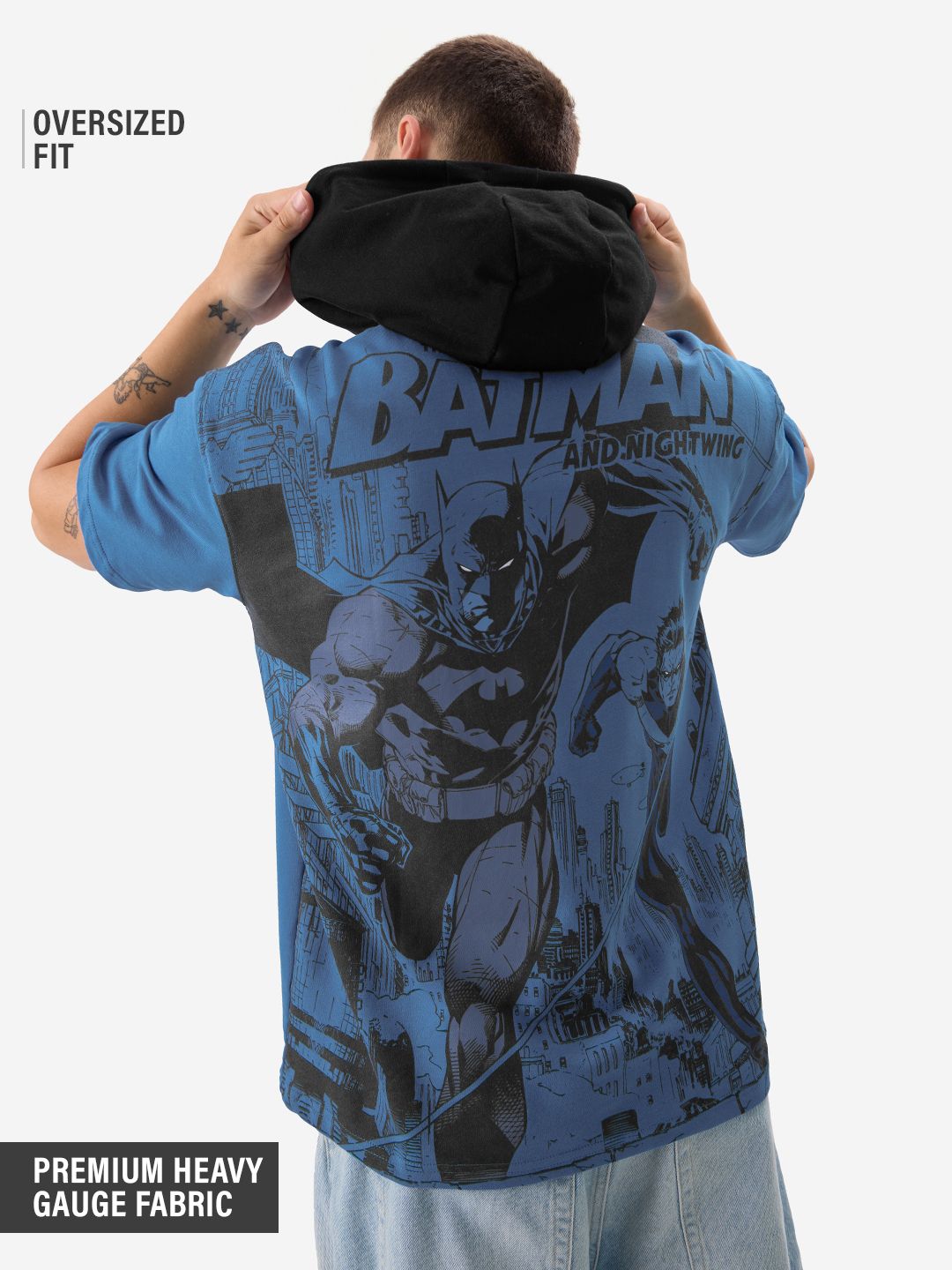 Buy DC: Batman & Nightwing Men Oversized Hooded T-Shirts Online