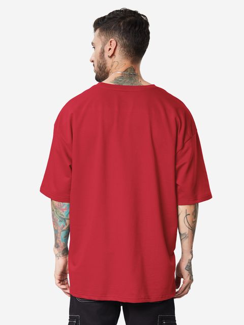 Buy Solids: Classic Red Oversized T-Shirts Online