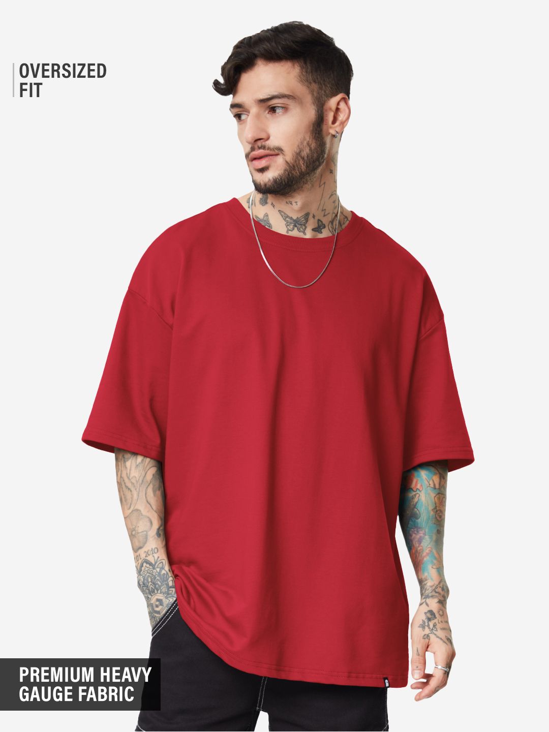 Buy Solids: Classic Red Oversized T-Shirts Online