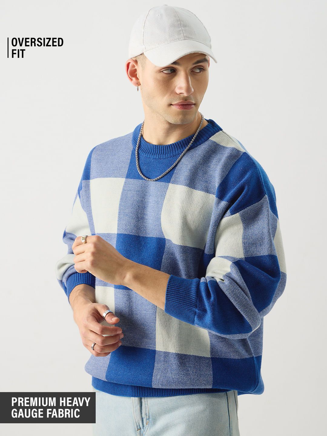 Buy TSS Originals: Blue Checks Mens Knitted Sweaters Online