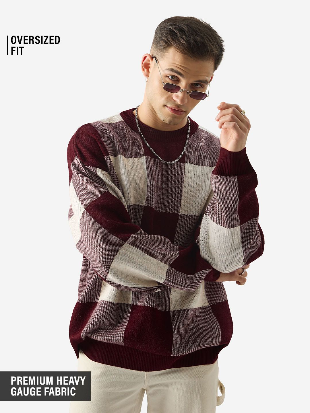 Buy TSS Originals: Red Checks Mens Knitted Sweaters Online
