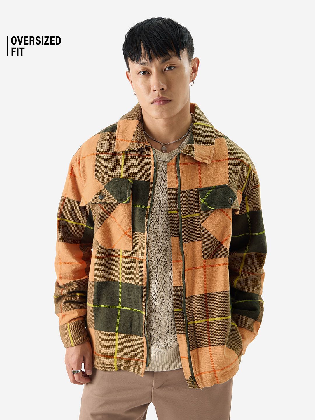Buy TSS Originals: Ochre Vibes Mens Flannel Shacket Online