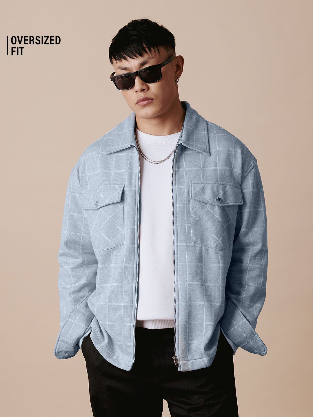 Buy TSS Originals: White Windowpane Men's Shacket Online