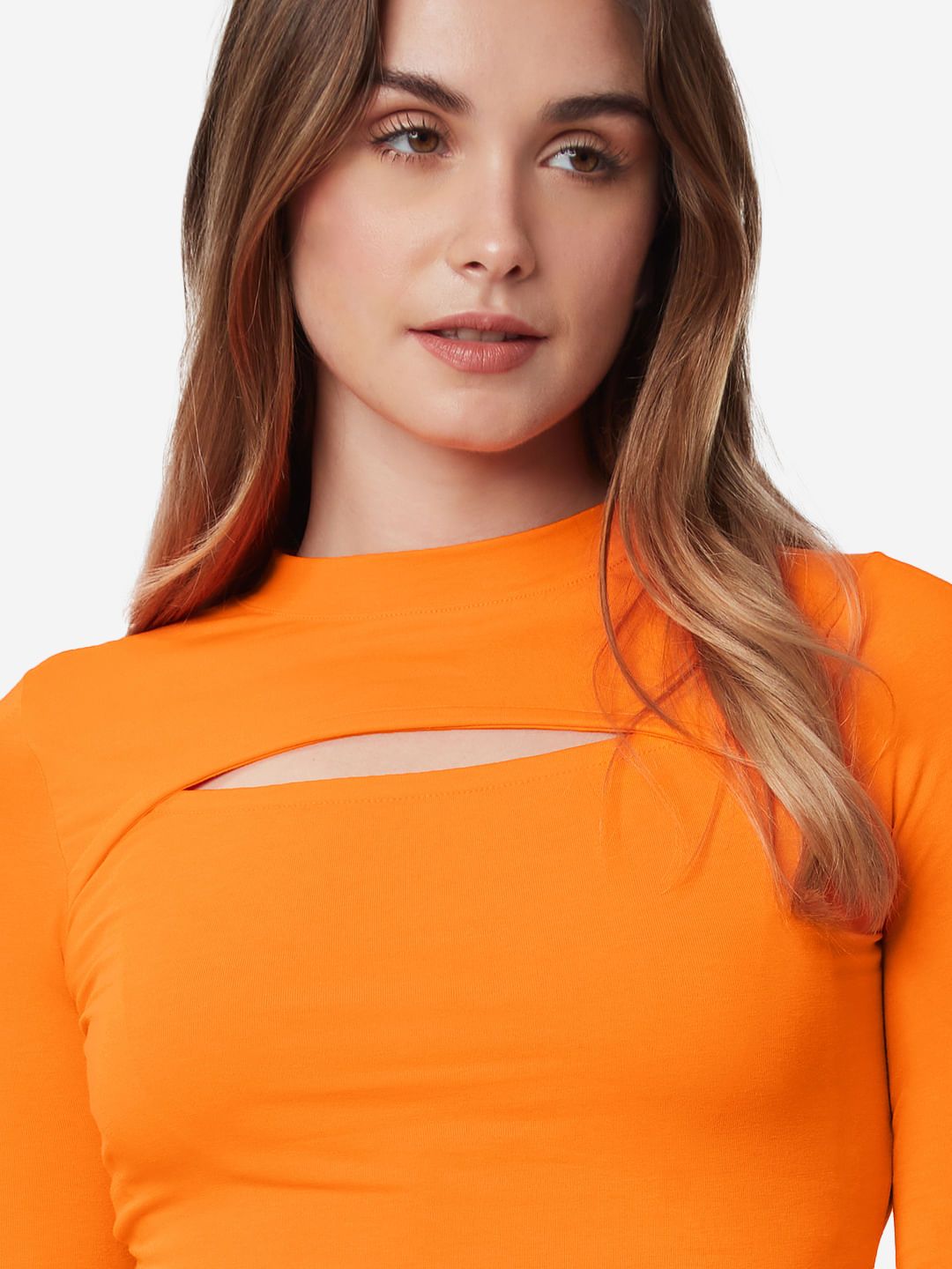 Buy Solids: Orange (Cut Out) Women Full Sleeves Tops online at The ...