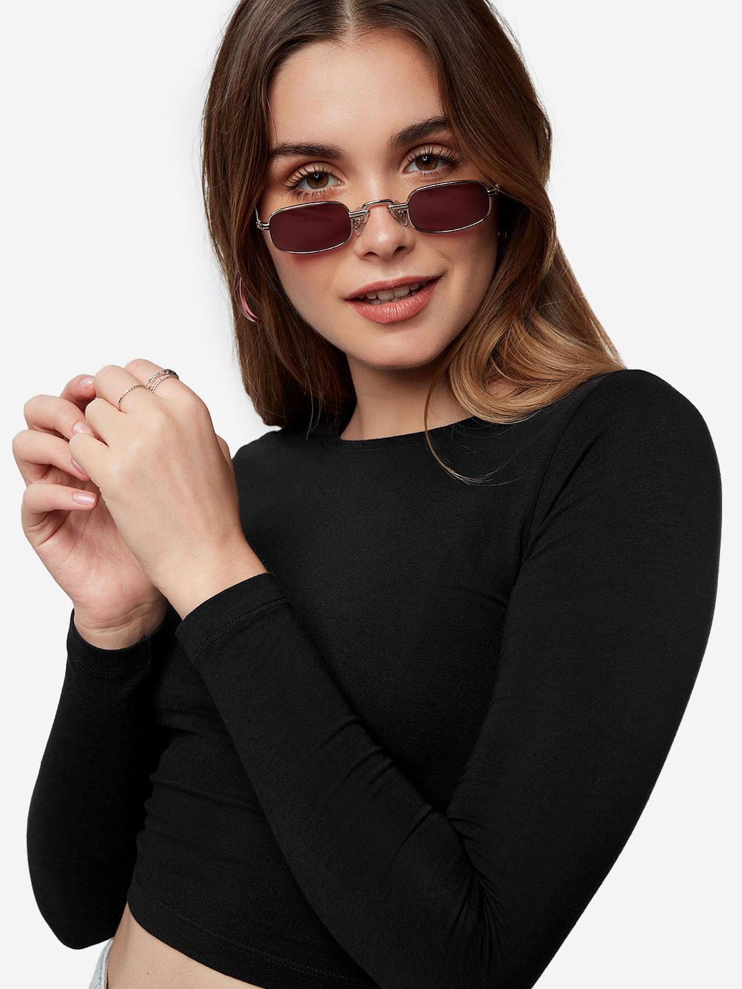 Buy Solids: Black (Cropped Fit) Women Cropped Tops online at The Souled ...