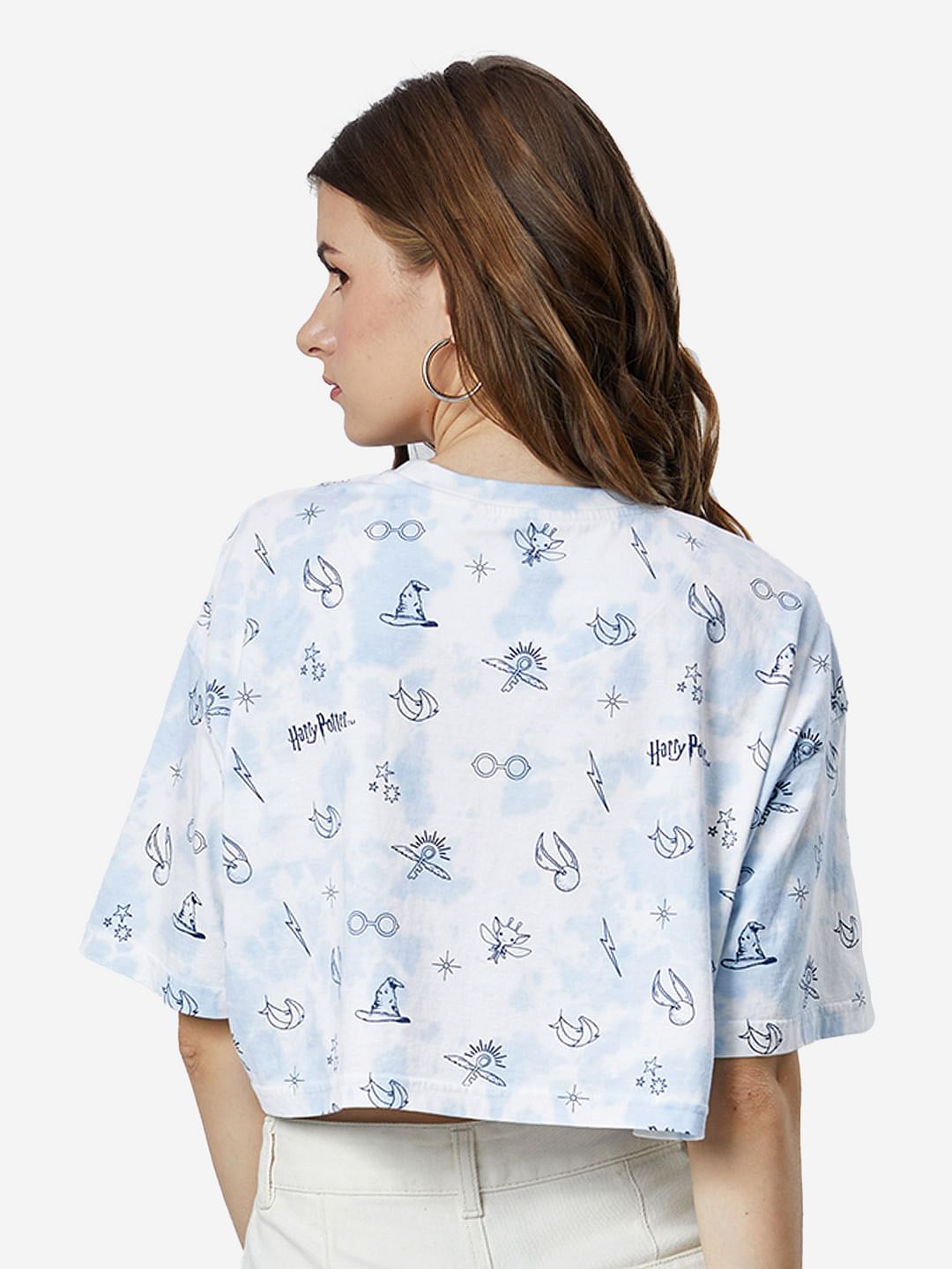 Buy Harry Potter Tie Dye Women Oversized Cropped T Shirts Online At