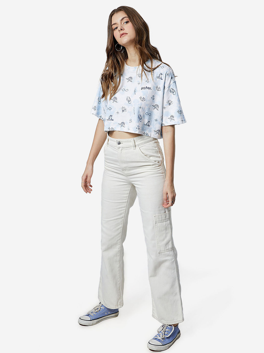 Buy Harry Potter Tie Dye Women Oversized Cropped T Shirts Online At