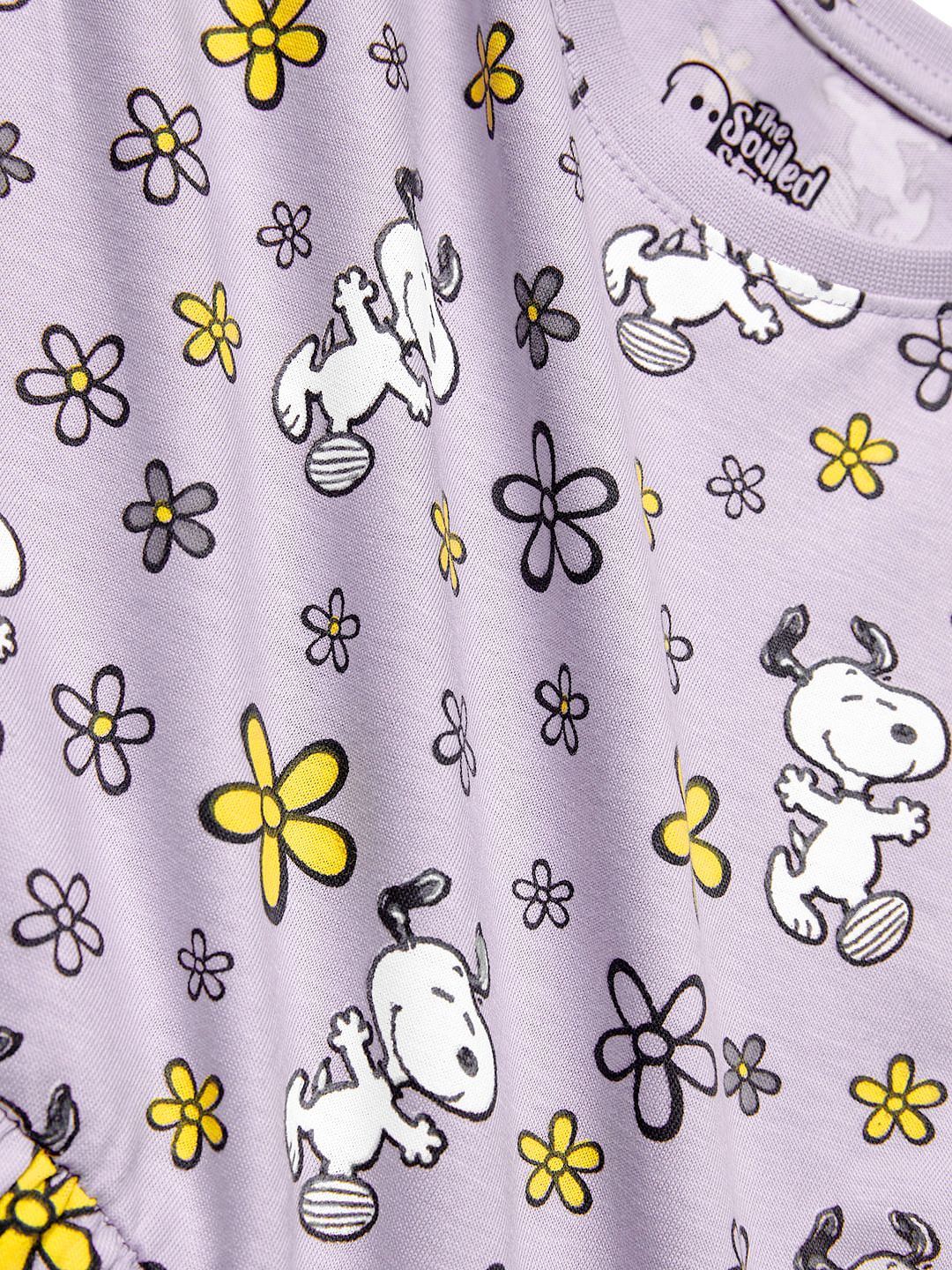 Buy Peanuts: Snoopy Floral Pattern Gathered Dress Online