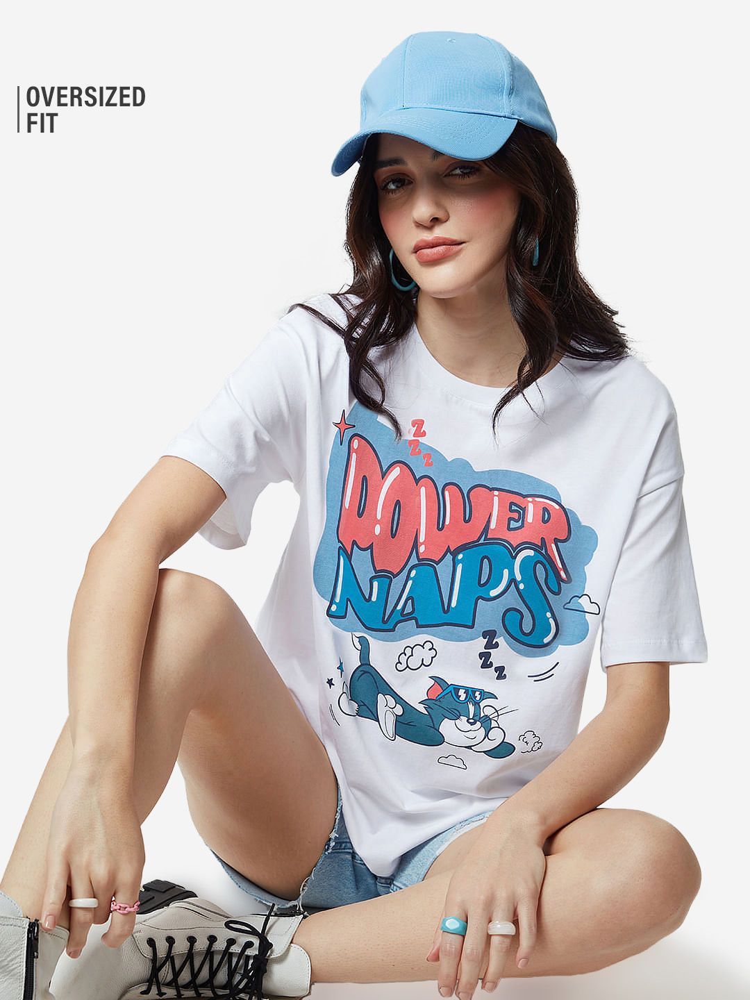 Buy Tom & Jerry: Power Nap Women Oversized T-Shirts online at The ...