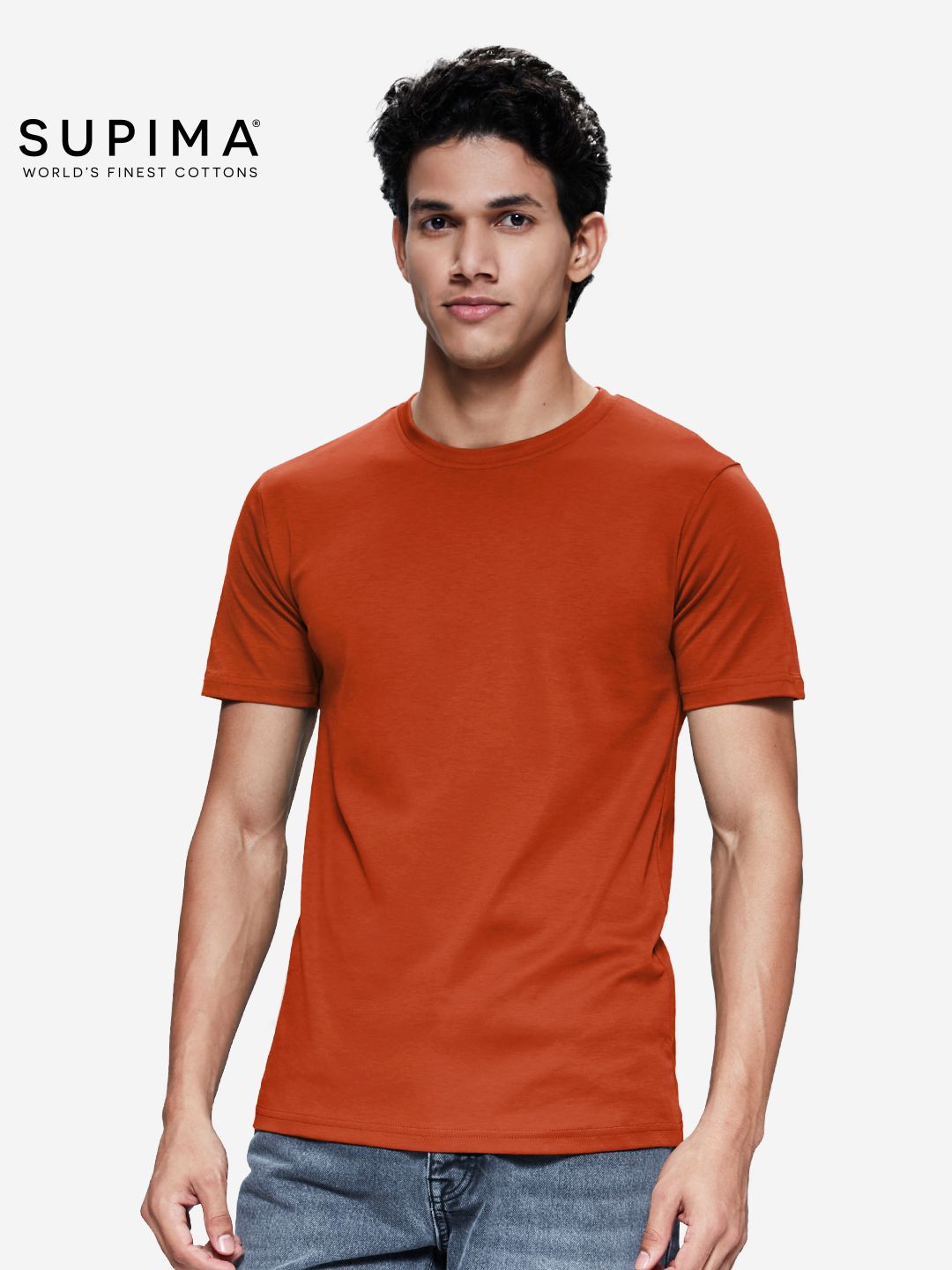 Buy Supima Cotton: Terracotta Orange Half Sleeve T-Shirts online at The ...