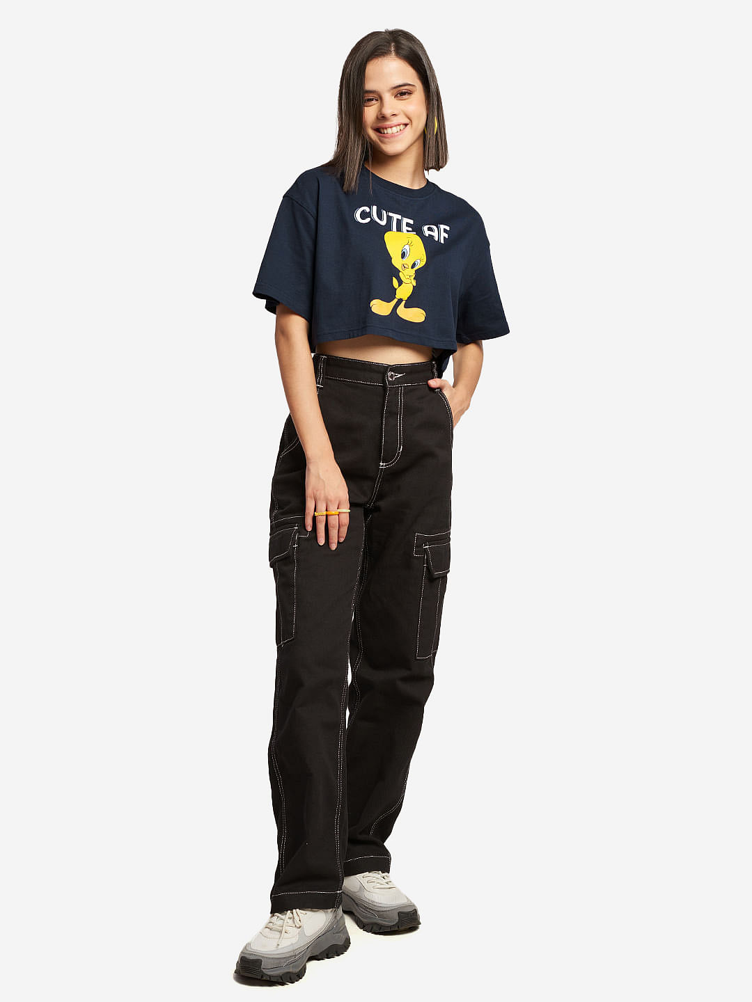 Buy Tweety Cute Af Women Oversized Cropped T Shirts Online At The
