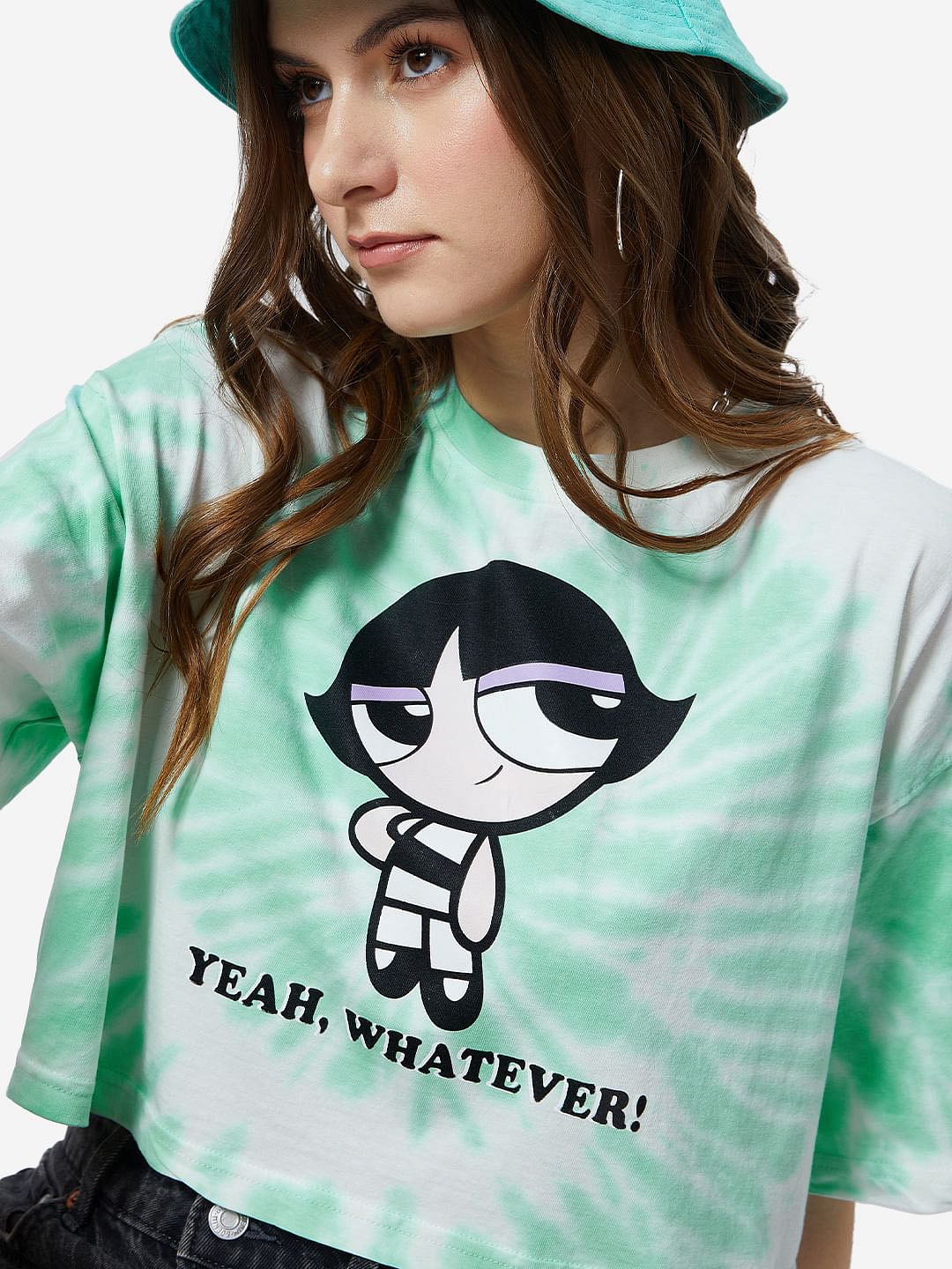 Buy Powerpuff Girls Buttercup Yeah Whatever Women Oversized Cropped T