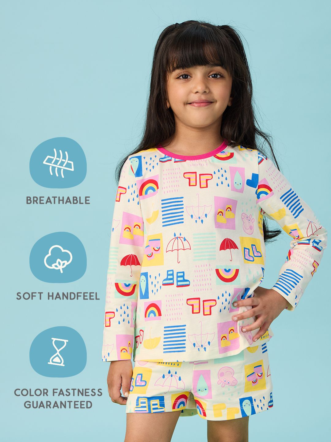 Buy Peppa: Rainbow Splash Girls Cotton Full Sleeve T-Shirts online at ...