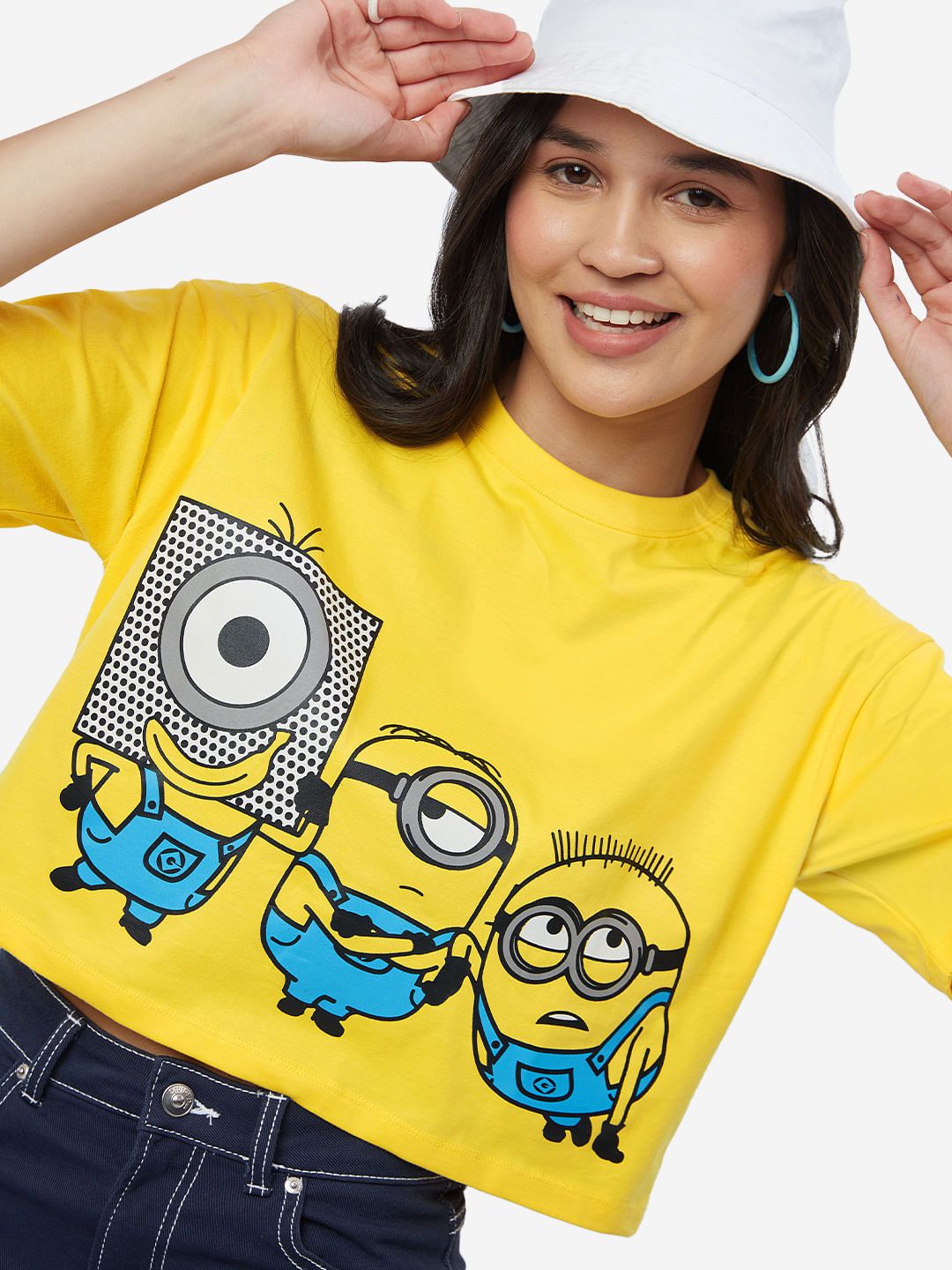 Buy Minions: Stay Weird, Stay Happy Women Oversized Cropped T-Shirts ...