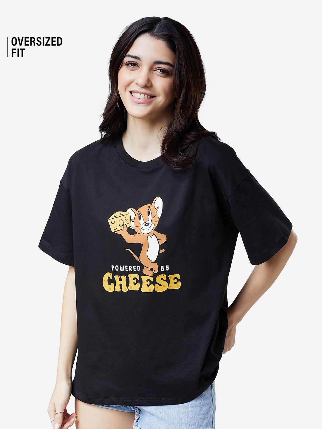 Buy Tom And Jerry: Powered By Cheese Women Oversized T-Shirts online at ...