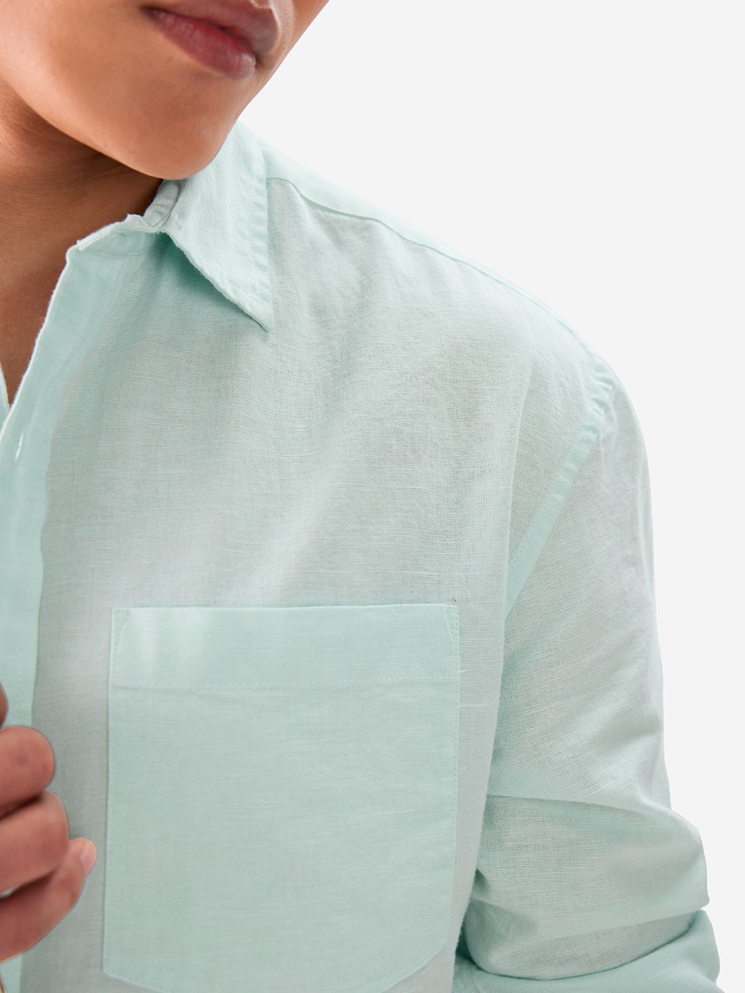 Buy Solids: Ocean Blue Cotton Linen Shirts Online