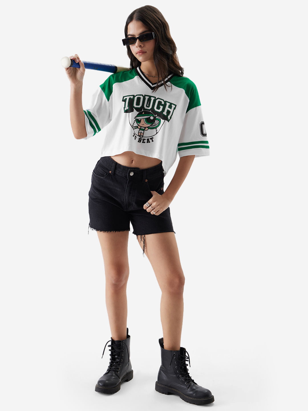 Buy Powerpuff Girls Tough To Beat Women Oversized Cropped T Shirts