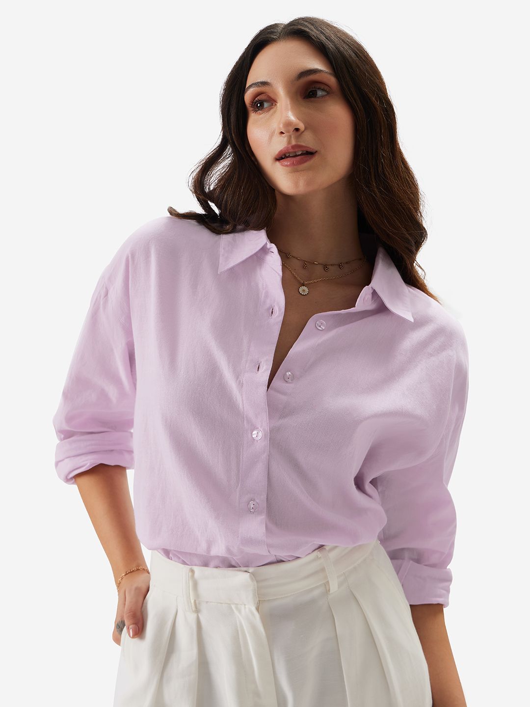 Buy Cotton Linen: Lavender Women Boyfriend Shirts online at The Souled ...