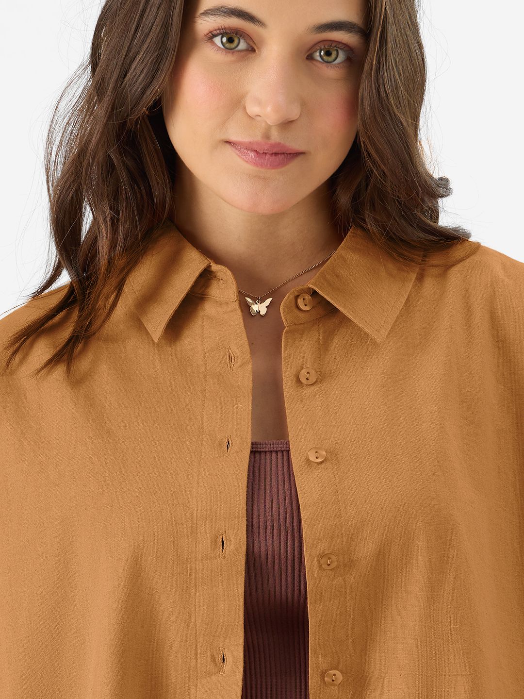 Buy Cotton Linen: Earthy Rust Women Boyfriend Shirts online at The ...