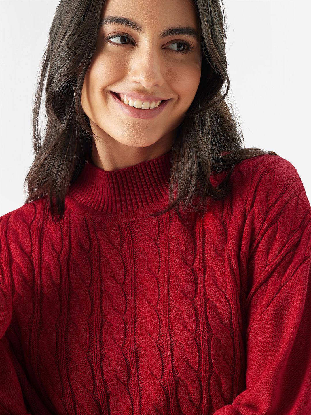Buy Solids: Poppy Red Women Oversized Sweaters online at The Souled Store.