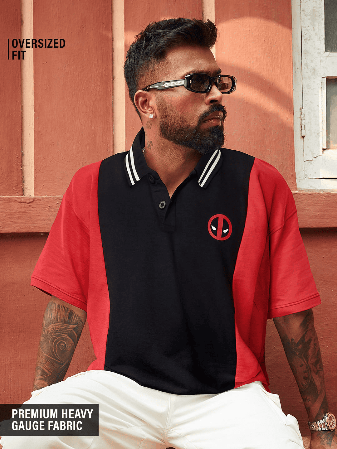 Deadpool: Logo Oversized Polos at The Souled Store