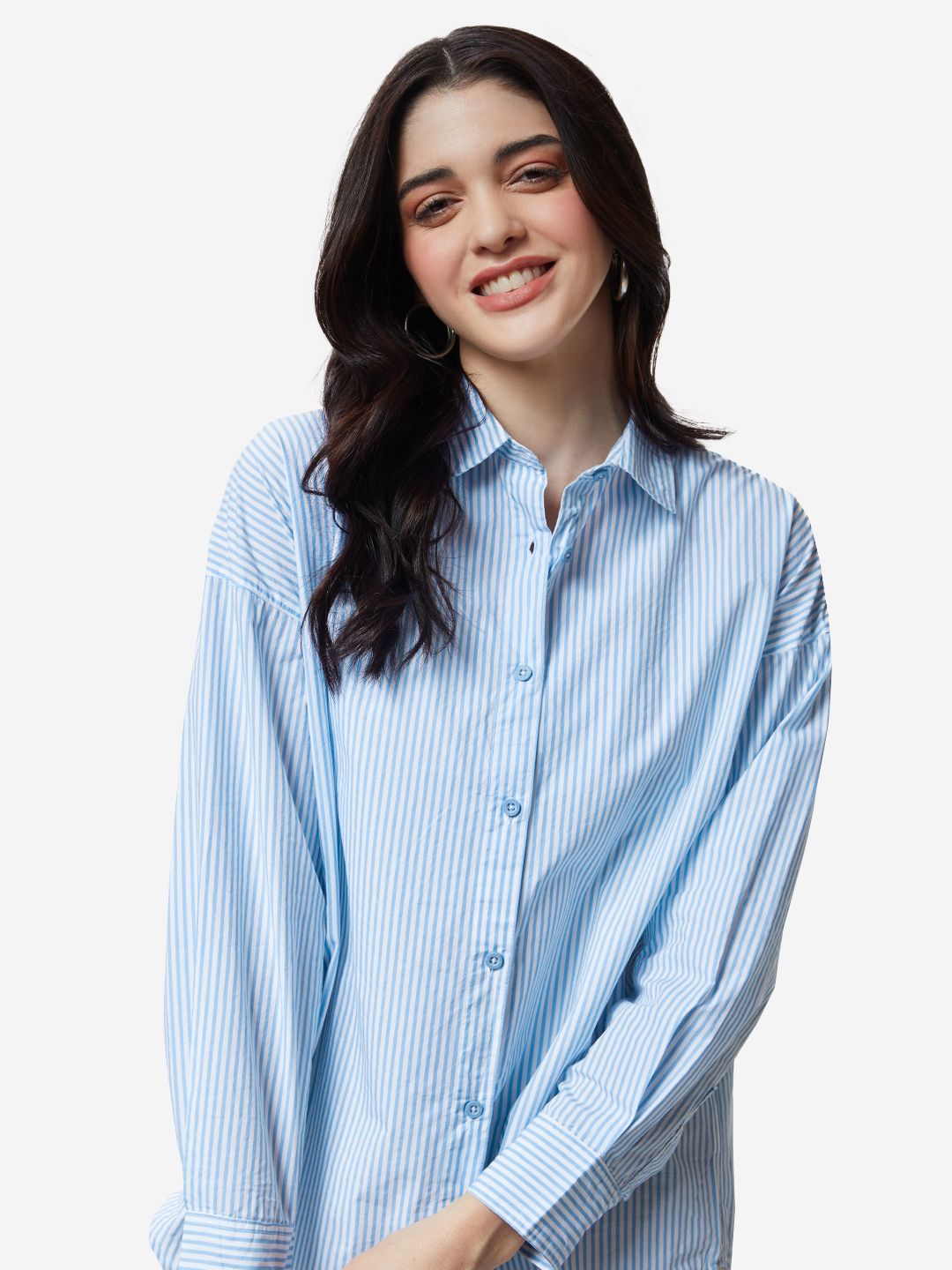 Buy Solids: Blue Stripes Women Boyfriend Shirts online at The Souled Store.