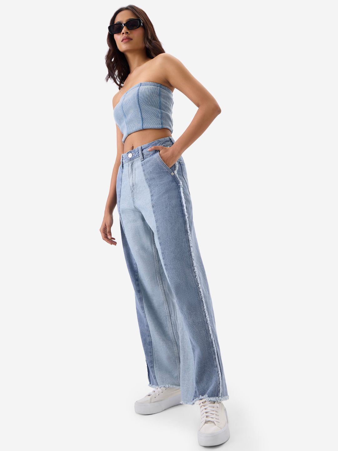 Buy Solids: Sky Blue (Wide Leg Fit) Women Jeans online at The Souled Store.