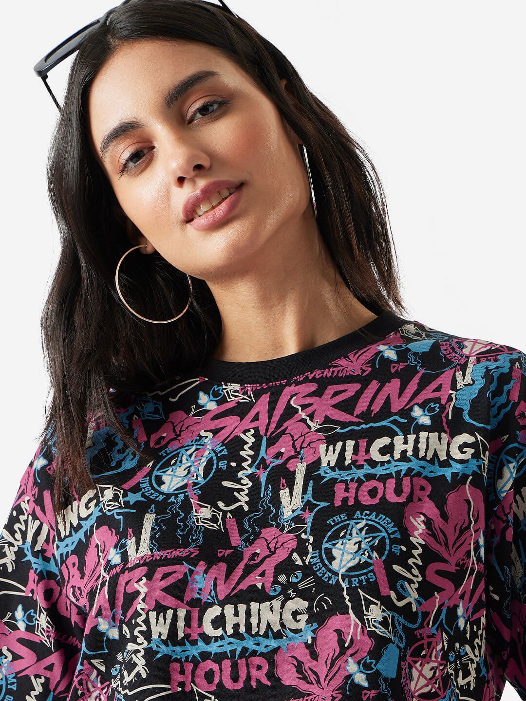 Buy Sabrina: Doodle Pattern Women Oversized Cropped T-Shirts online at ...