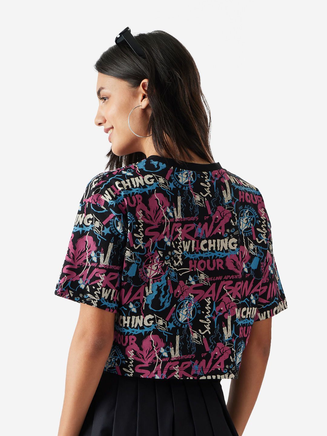 Buy Sabrina: Doodle Pattern Women Oversized Cropped T-Shirts online at ...