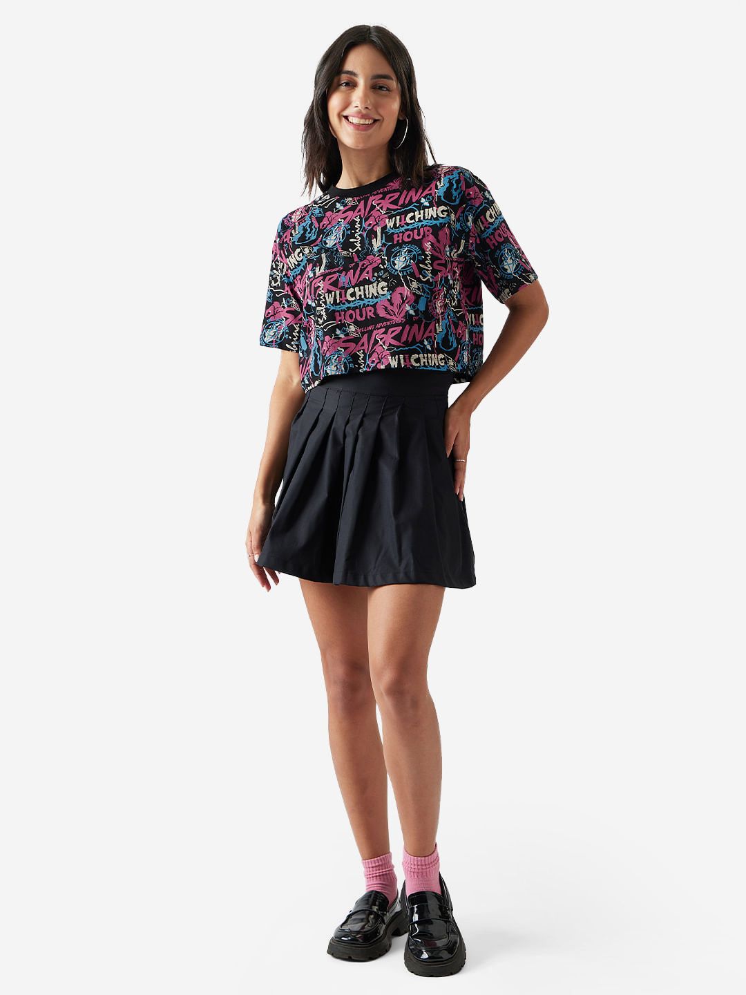 Buy Sabrina: Doodle Pattern Women Oversized Cropped T-Shirts online at ...