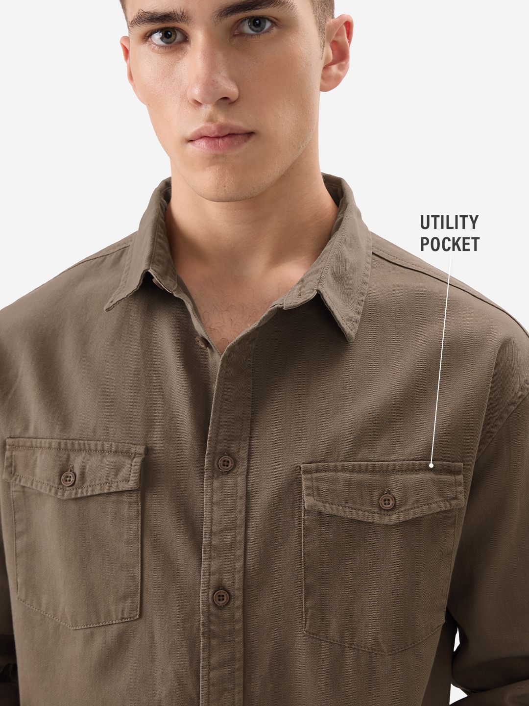 Buy Solids: Brown Men Utility Shirts Online