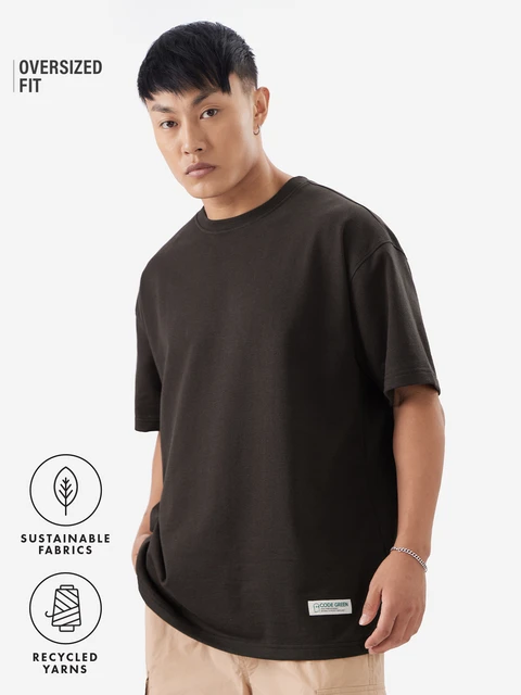 Buy Solids: Cocoa Brown Oversized T-Shirts Online