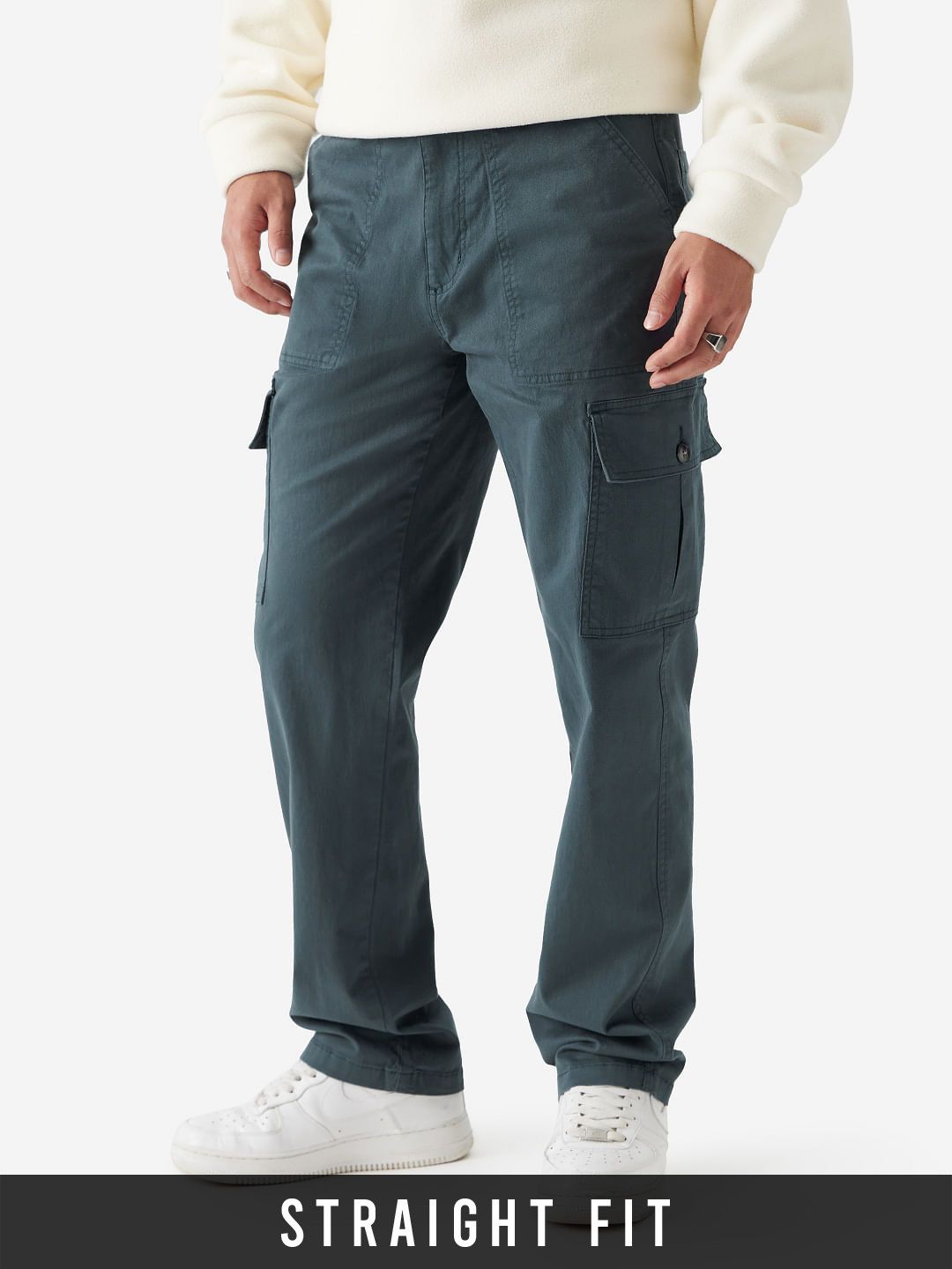 Buy Solids: Dark Slate Men Cargo Pants Online