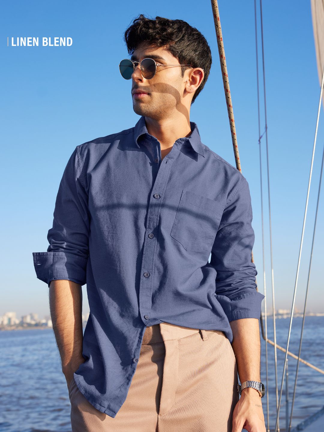 Buy Solids Indigo Blue Men's Shirt Online