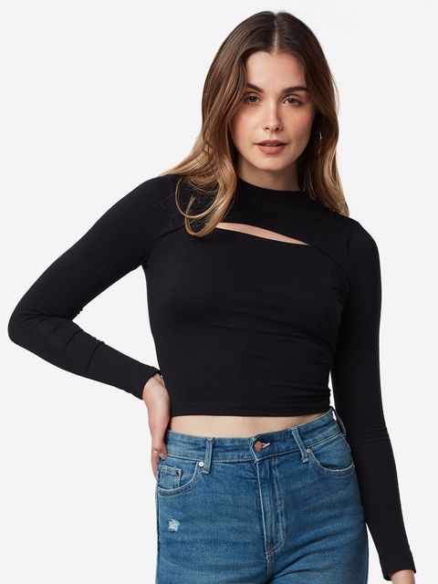 Buy Solids: Black (Cut Out) Women Full Sleeves Tops online at The ...