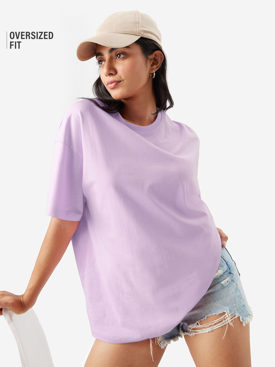 Buy Solids Light Purple Women Oversized T Shirts Online At The Souled