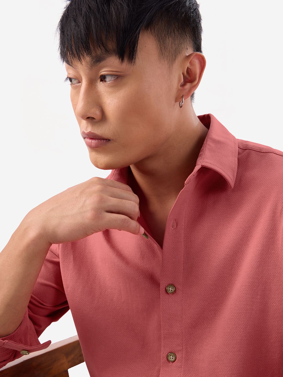Buy Textured Shirt: Coral Sand Knit Shirt Online