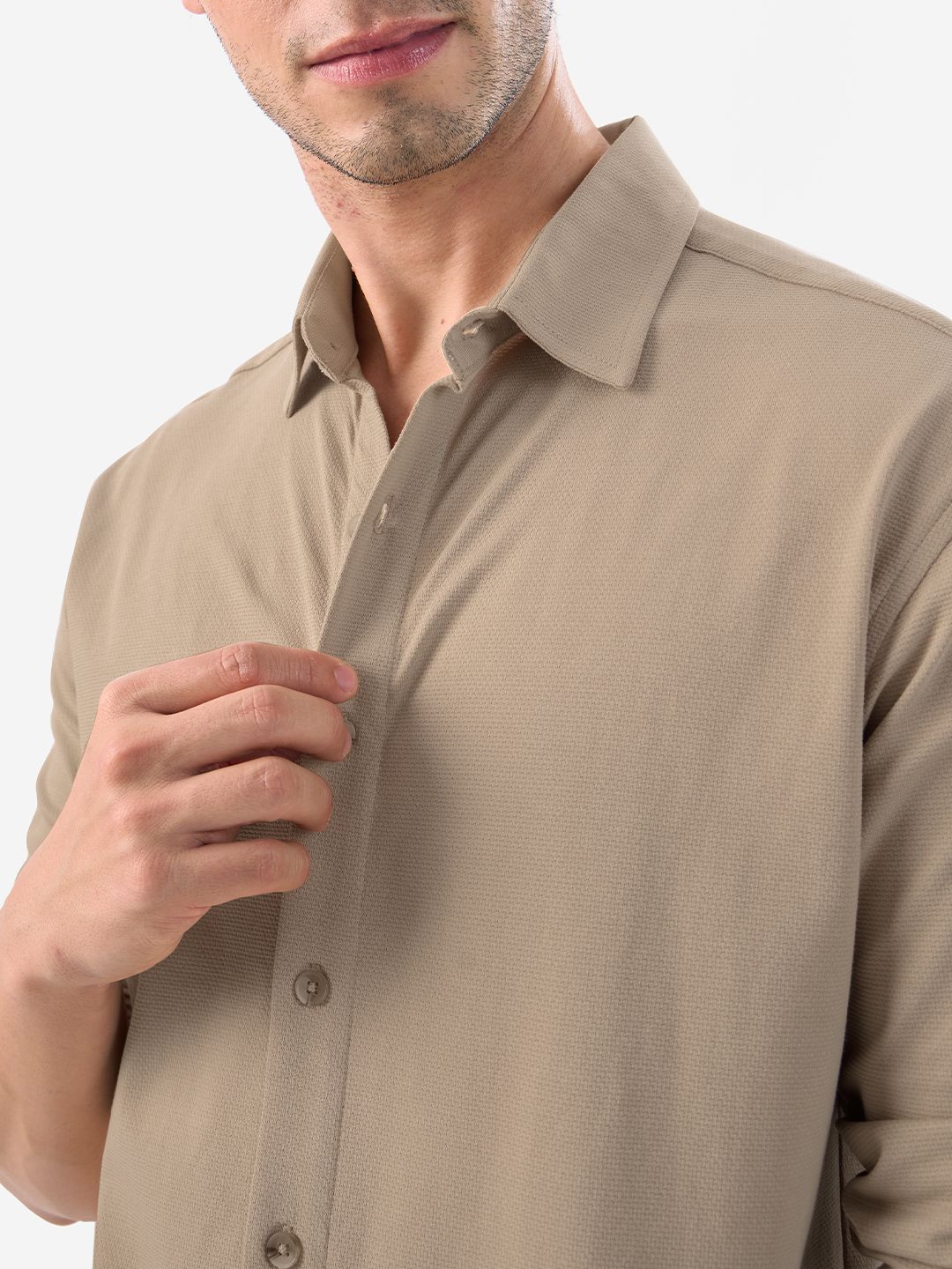 Buy Textured Shirt: Mudbrown Knit Shirt Online