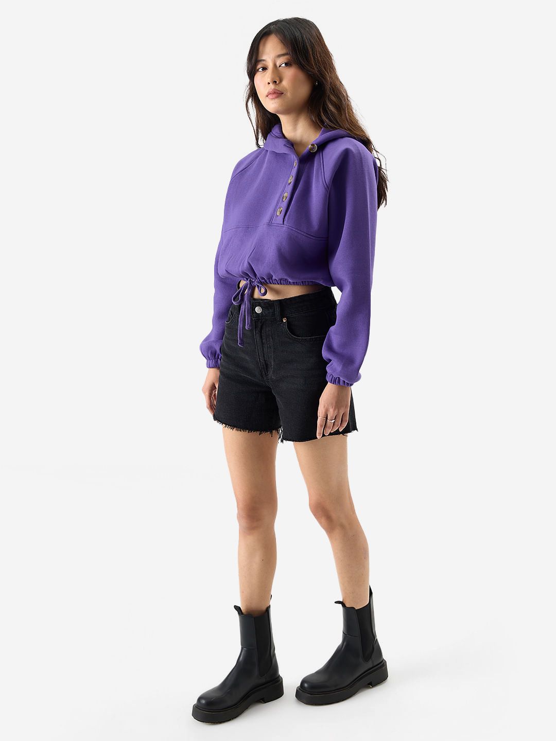 Buy Violet Hoodie Women Cropped Oversized Hoodies online at The Souled Store.