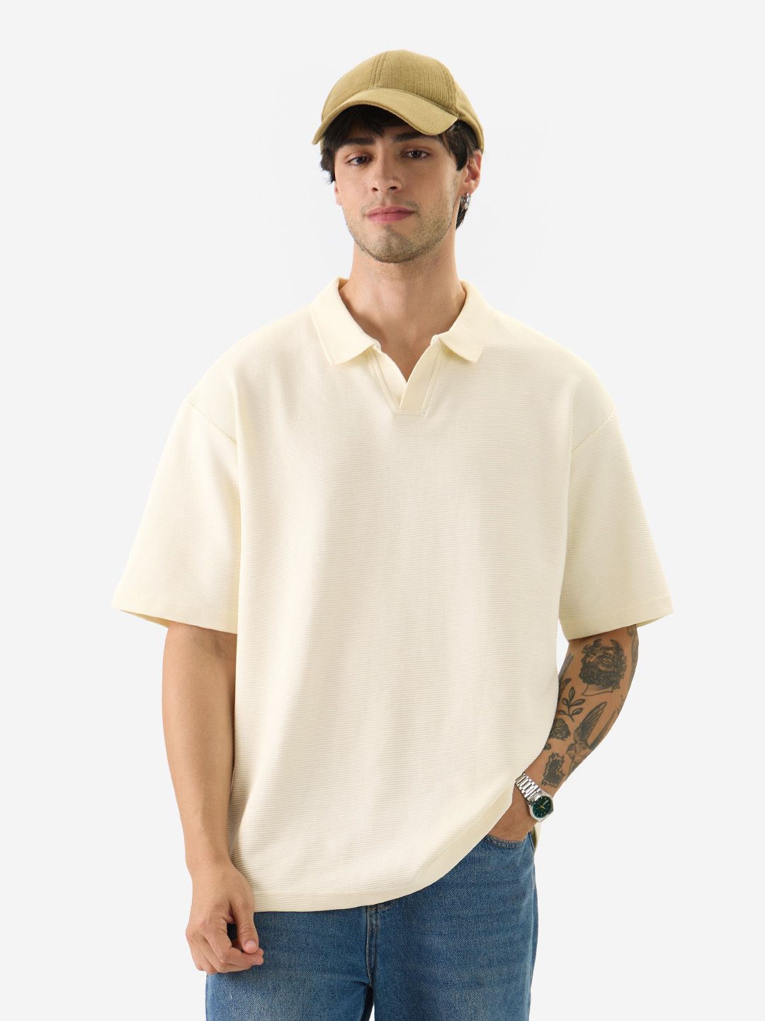 Buy Solids: Off-White Oversized Polo Online