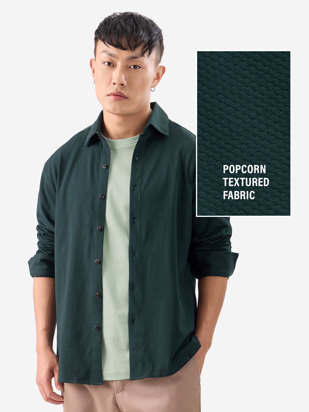 Buy Textured Shirt: Basil Knit Shirt Online