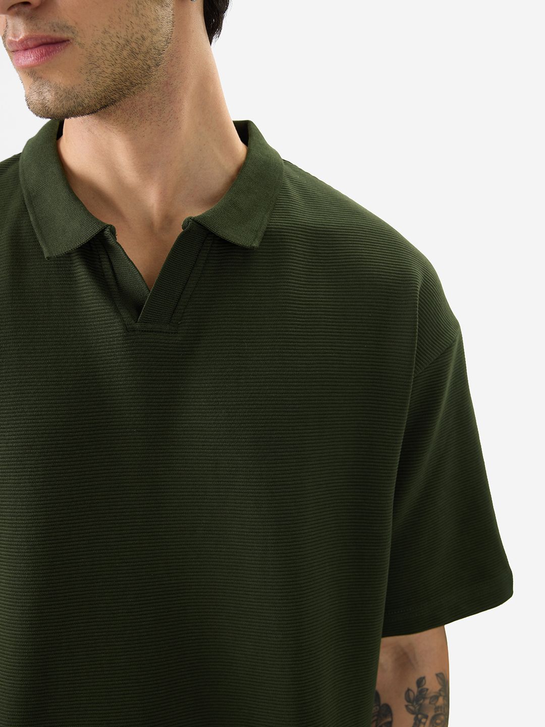 Buy Solids: Dark Olive Green Oversized Polo Online