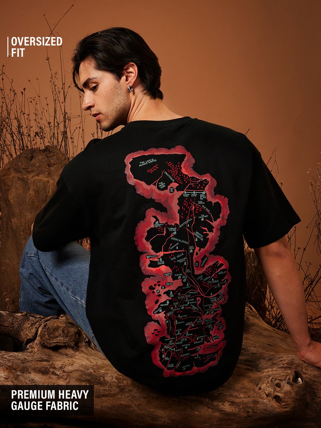 Buy House Of Dragon: Kingdom Map Men Oversized T-Shirts Online