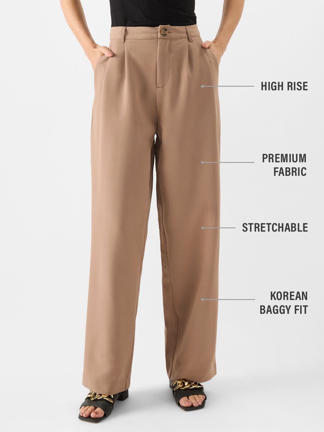 Buy Korean Pants: Camel Women Pants online at The Souled Store.